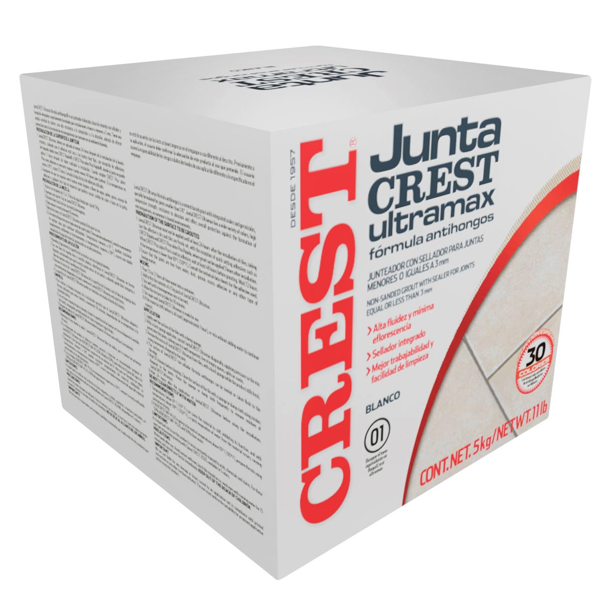 JUNTACREST ULTRAMAX BLANCO CAJA 5 KG. - Gersa Muebles para Baño